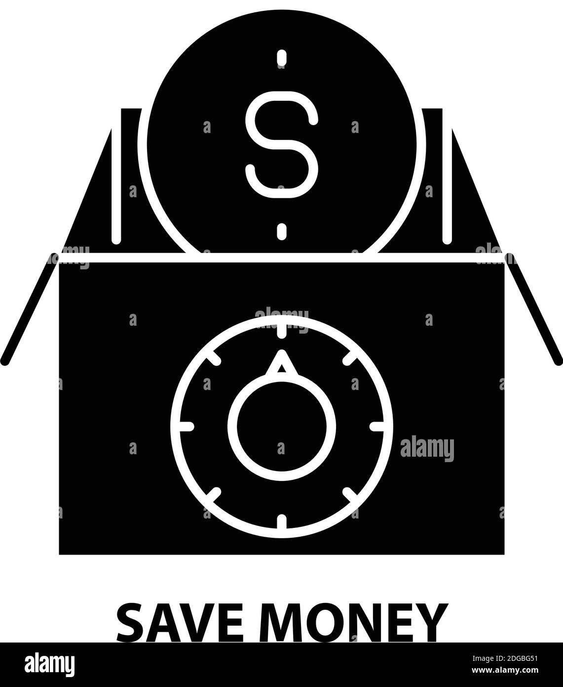 save money icon, black vector sign with editable strokes, concept ...