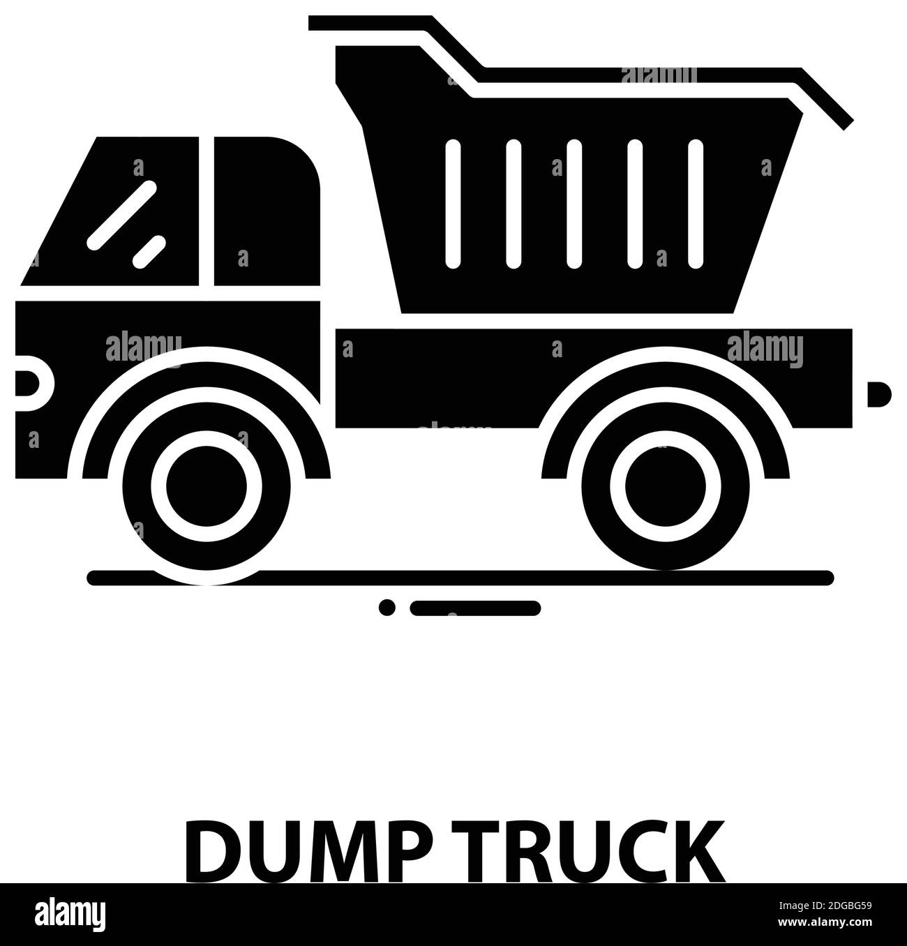 dump truck icon, black vector sign with editable strokes, concept ...