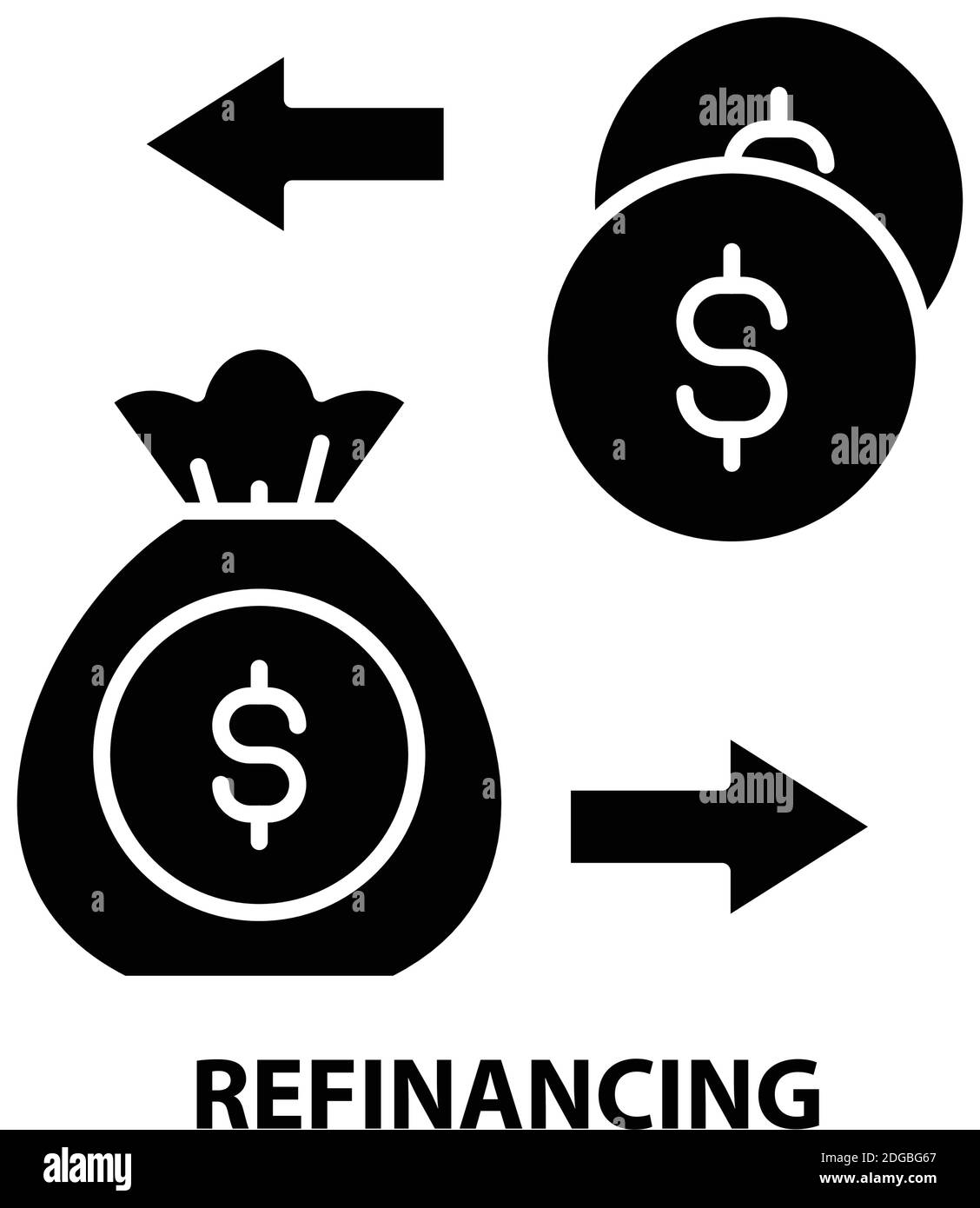 refinancing icon, black vector sign with editable strokes, concept ...