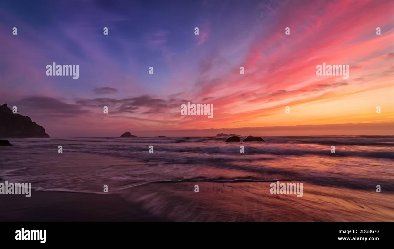 A Dramatic Sunset at the Beach, Color Image Stock Photo - Alamy
