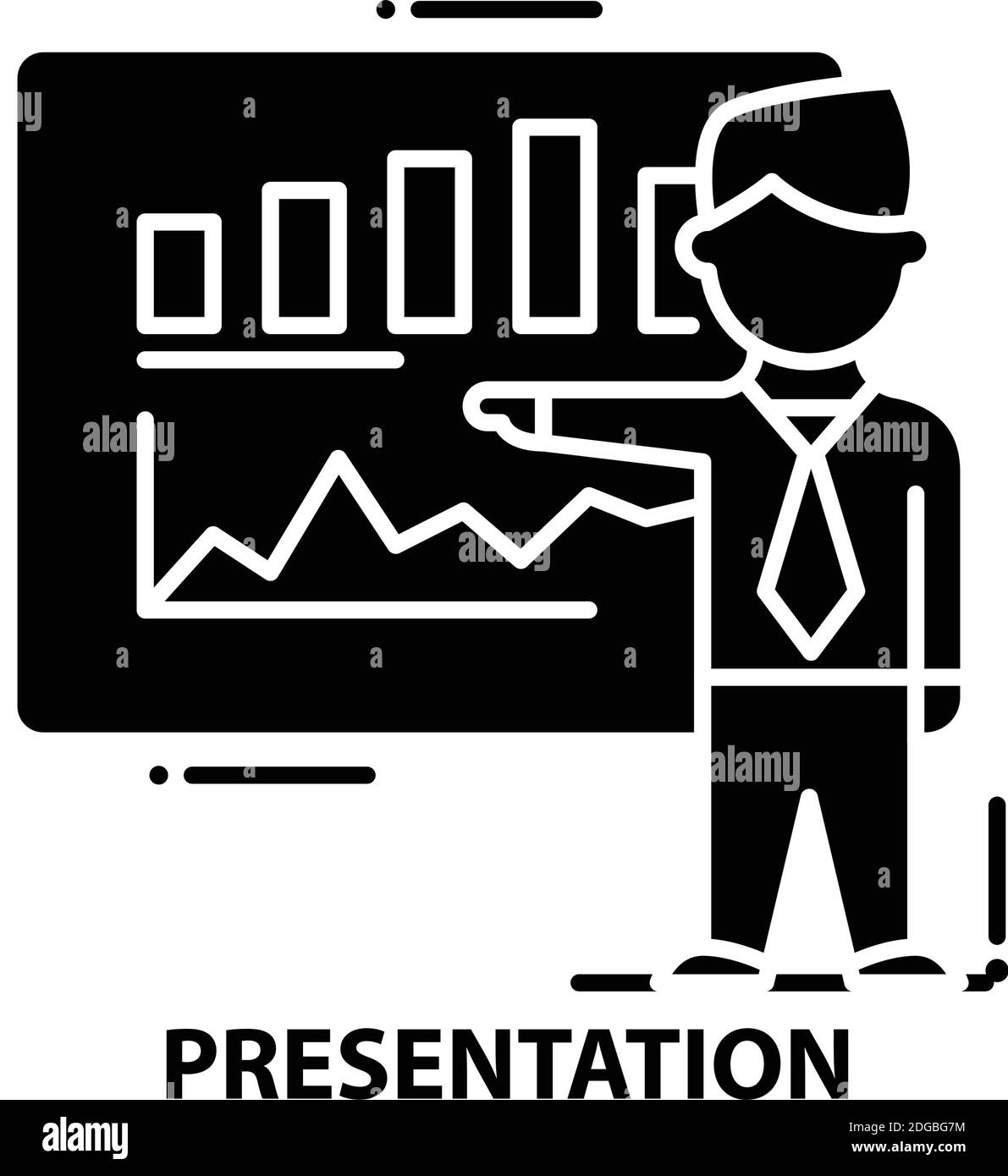 presentation symbol icon, black vector sign with editable strokes ...