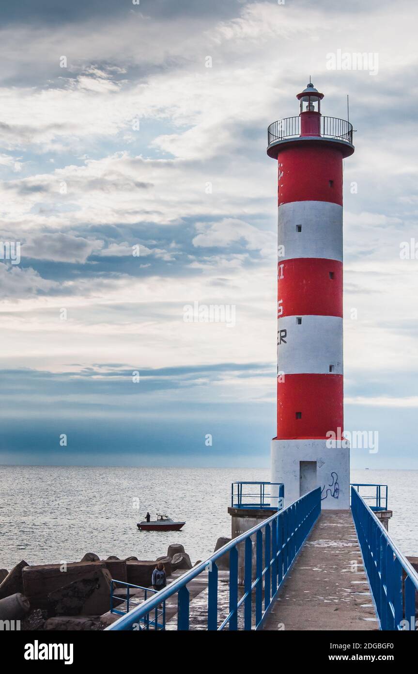 France lighthouse red harbor boat hi-res stock photography and images ...