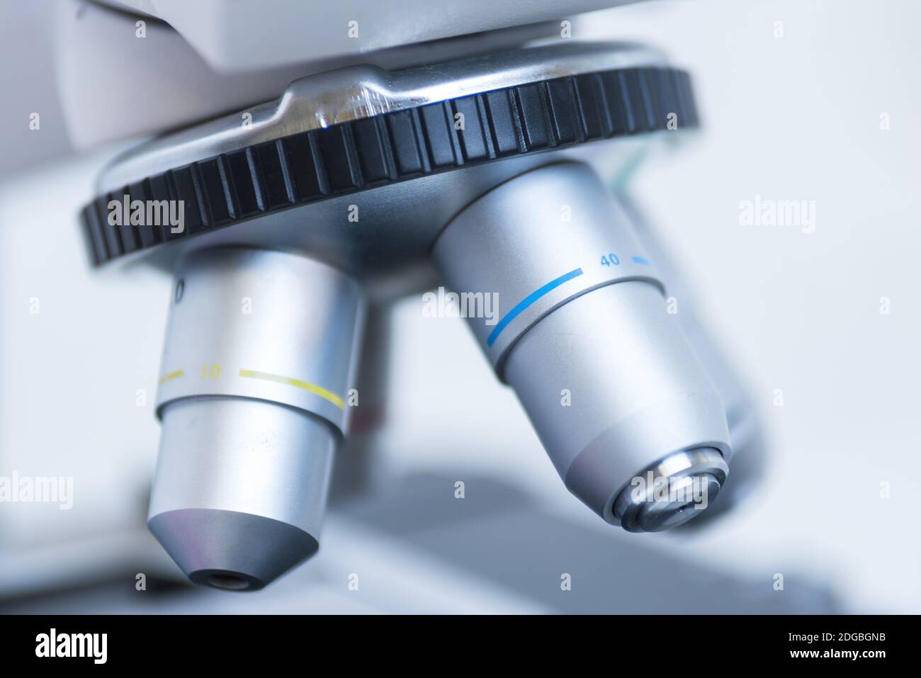 Microscope close-up photo. Microscope with multiple eyepieces Stock ...