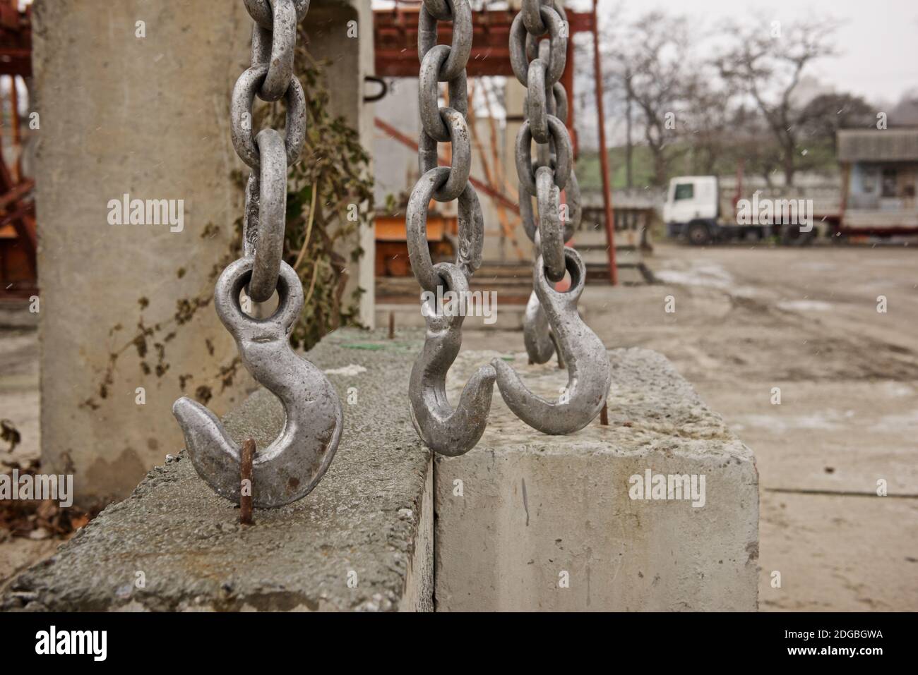 large steel crane hooks Stock Photo - Alamy