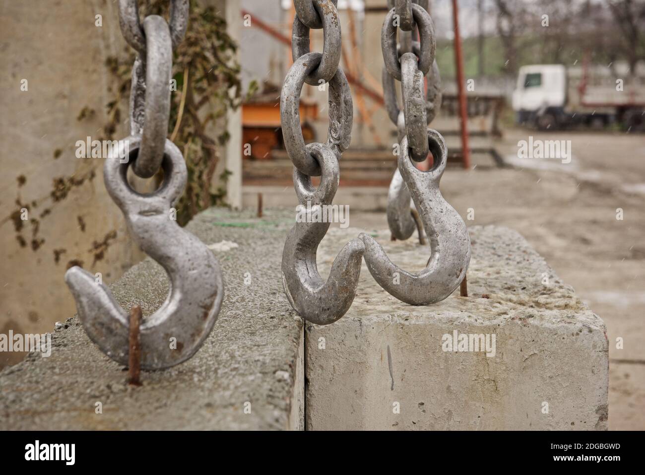 large steel crane hooks Stock Photo - Alamy