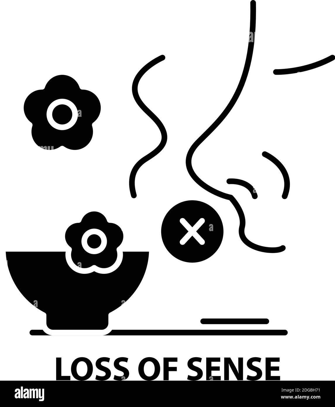 loss of sense icon, black vector sign with editable strokes, concept ...