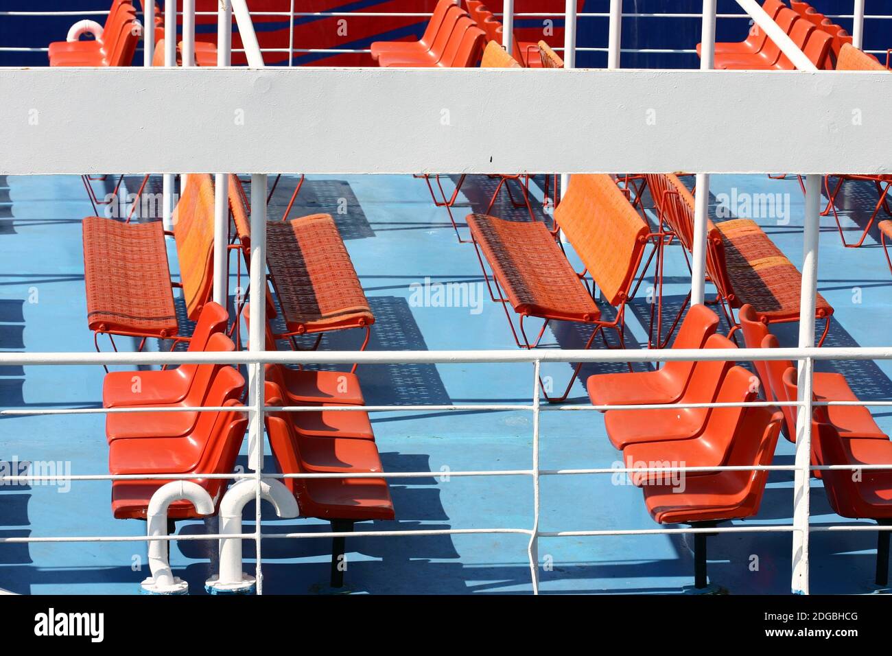 Seats on a ferry boat in greece 2004 Stock Photo - Alamy