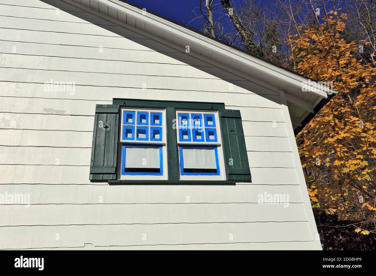 Taped windows Long Island New York Stock Photo - Alamy