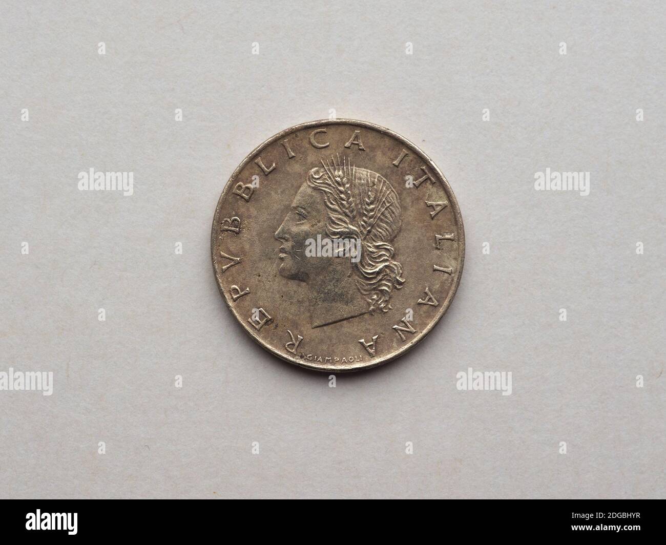 vintage 20 liras coin money (ITL), currency of Italy (repubblica ...