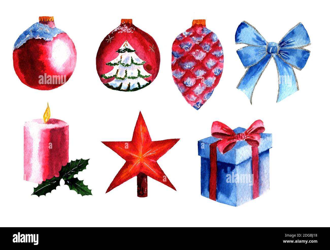 Set watercolor elements christmas Cut Out Stock Images & Pictures - Alamy