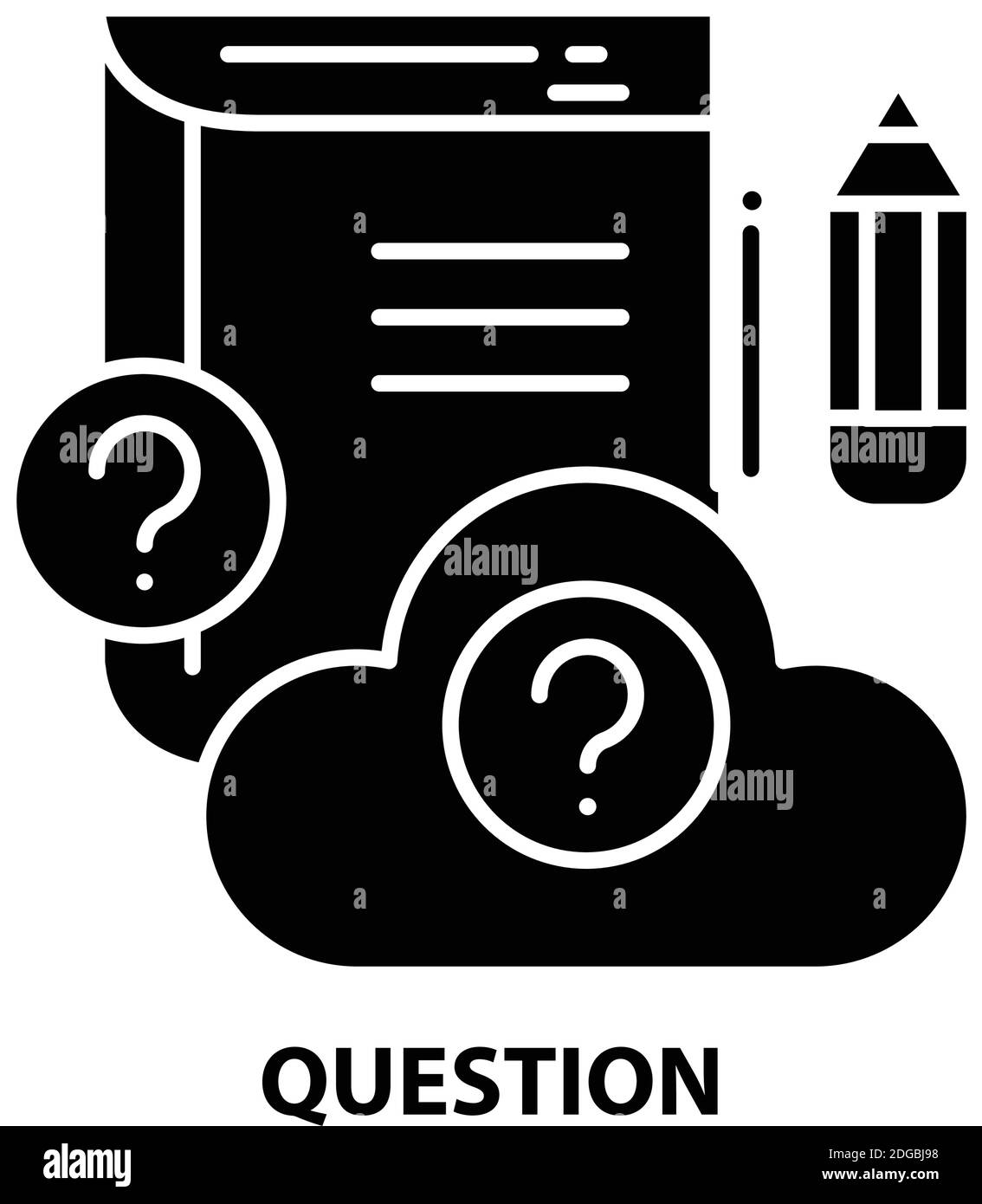 question icon, black vector sign with editable strokes, concept ...
