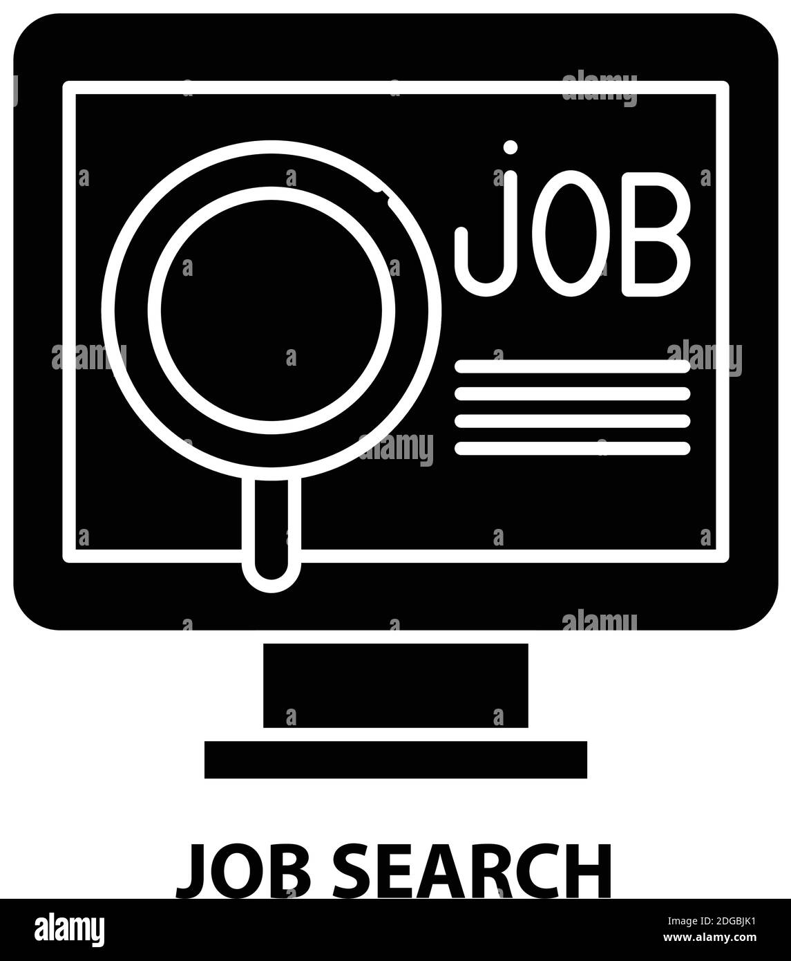 job search icon, black vector sign with editable strokes, concept ...