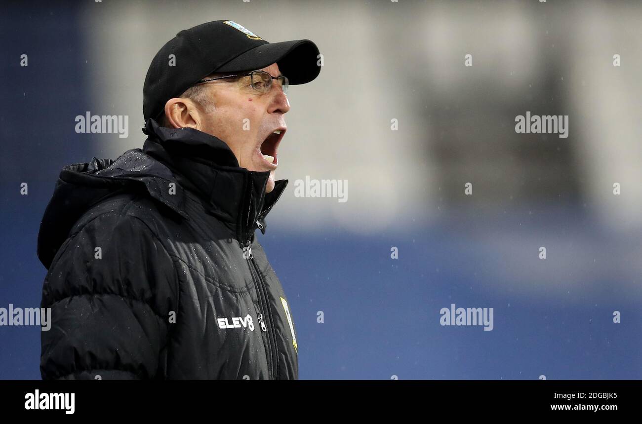 Sheffield Wednesday manager Tony Pulis shouts orders from the touchline ...
