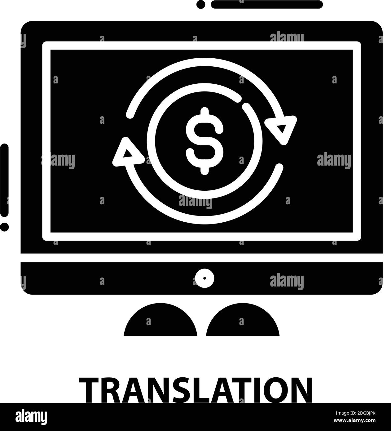 translation icon, black vector sign with editable strokes, concept ...