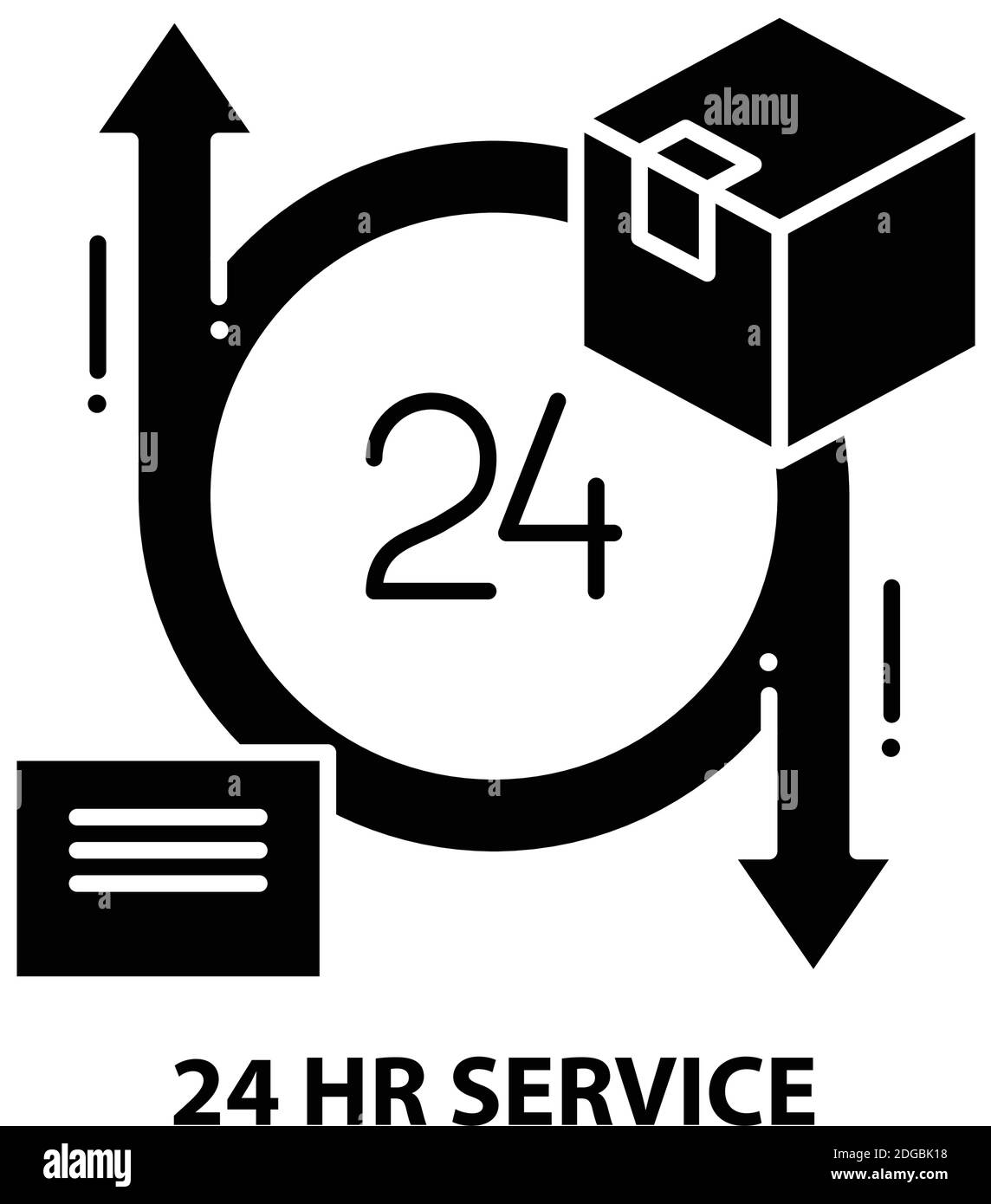 24 hr service symbol icon, black vector sign with editable strokes ...