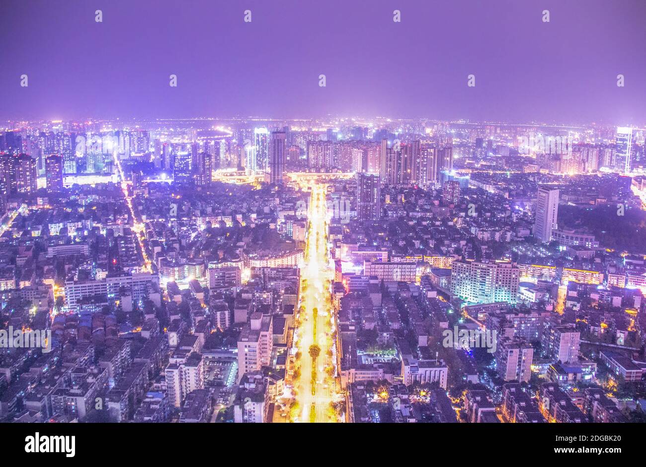 Chengdu Skyline from Above At Night Stock Photo - Alamy