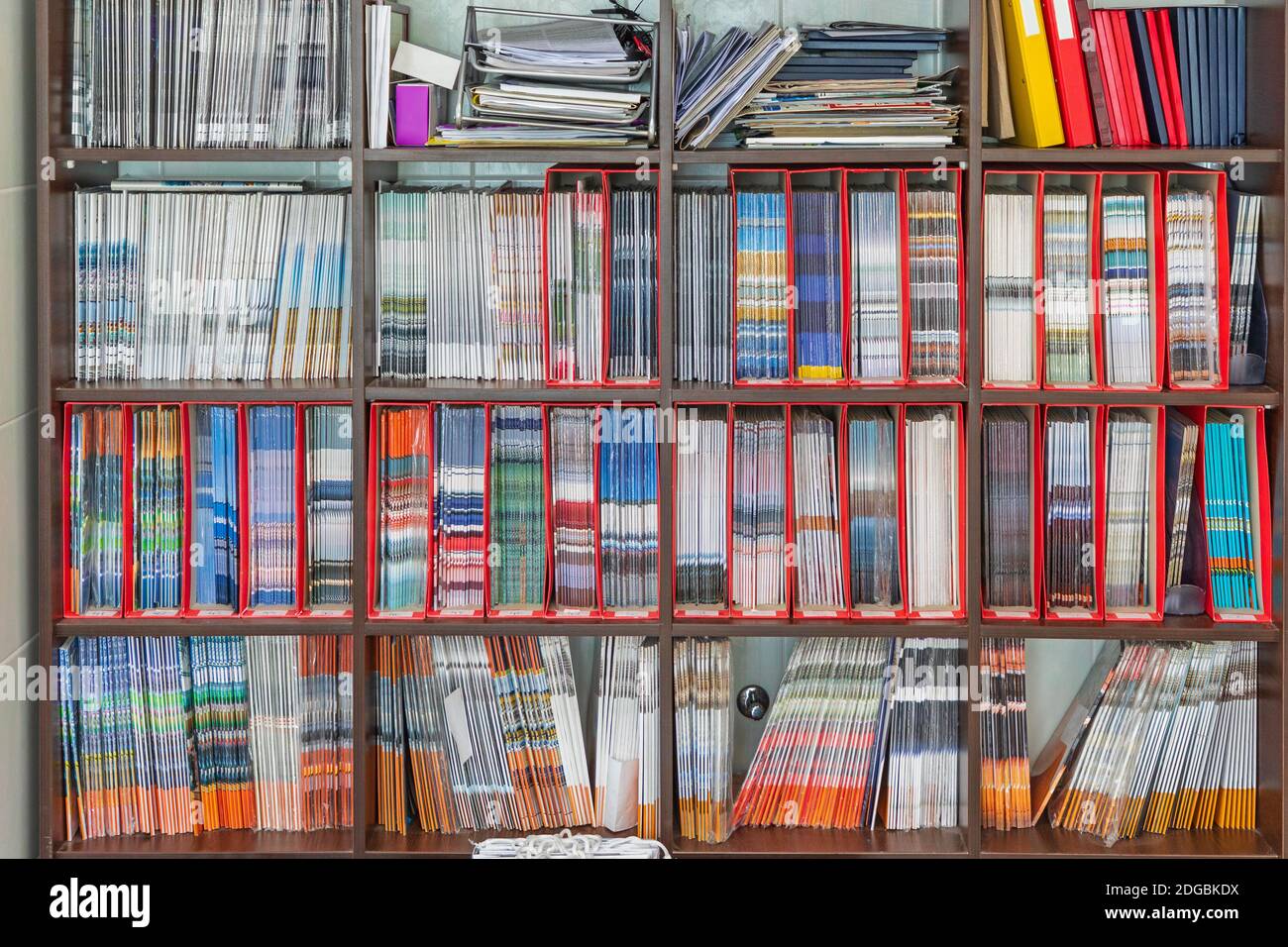 Magazines Collection at Book Shelf Library Storage Stock Photo - Alamy