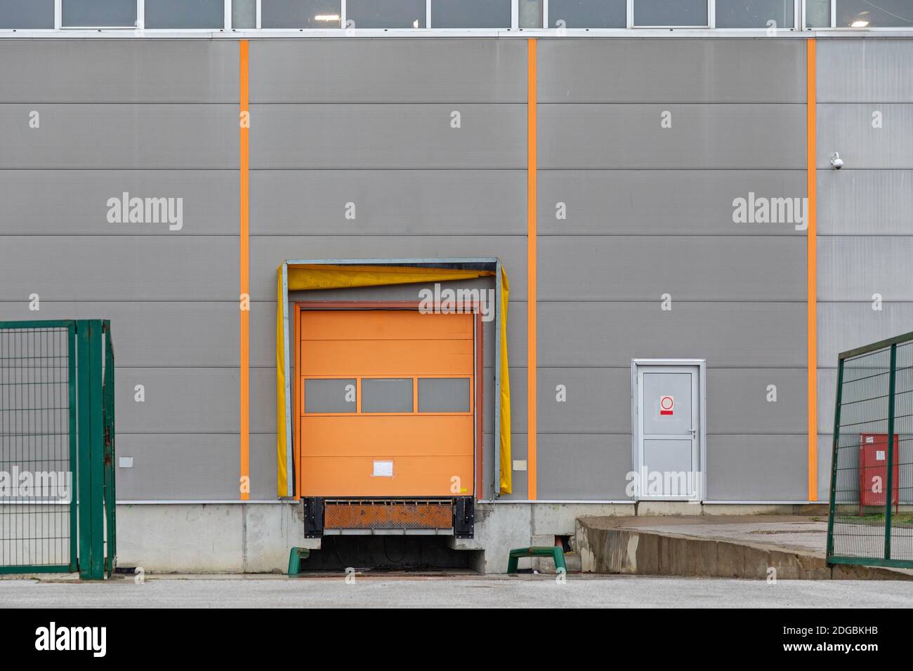 Loading Cargo Dock Door at Distribution Warehouse Stock Photo - Alamy