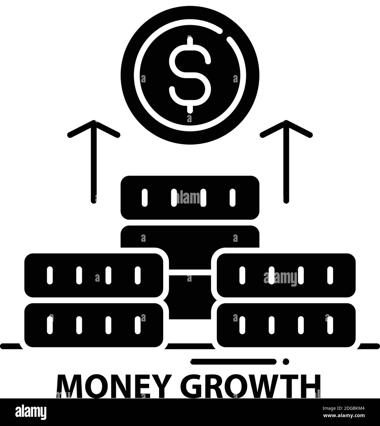 money growth symbol icon, black vector sign with editable strokes ...