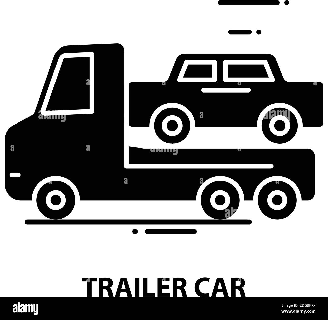 trailer car icon, black vector sign with editable strokes, concept ...