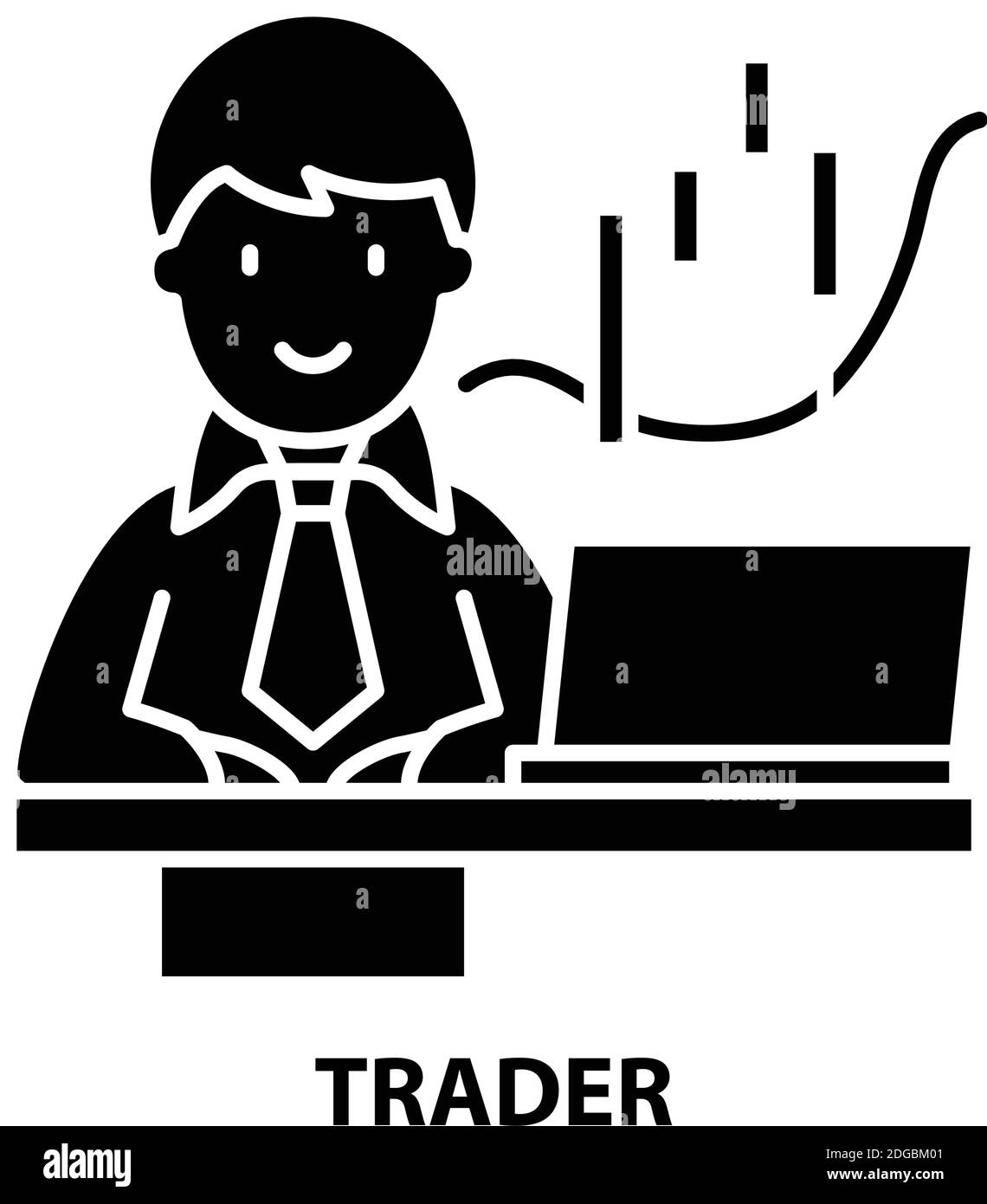 trader icon, black vector sign with editable strokes, concept ...