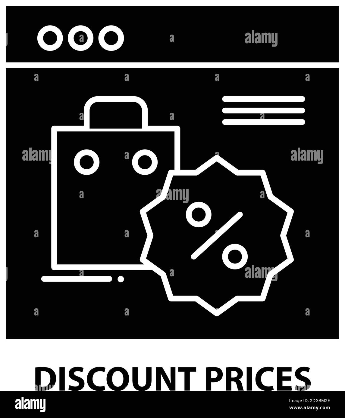 discount prices icon, black vector sign with editable strokes, concept ...