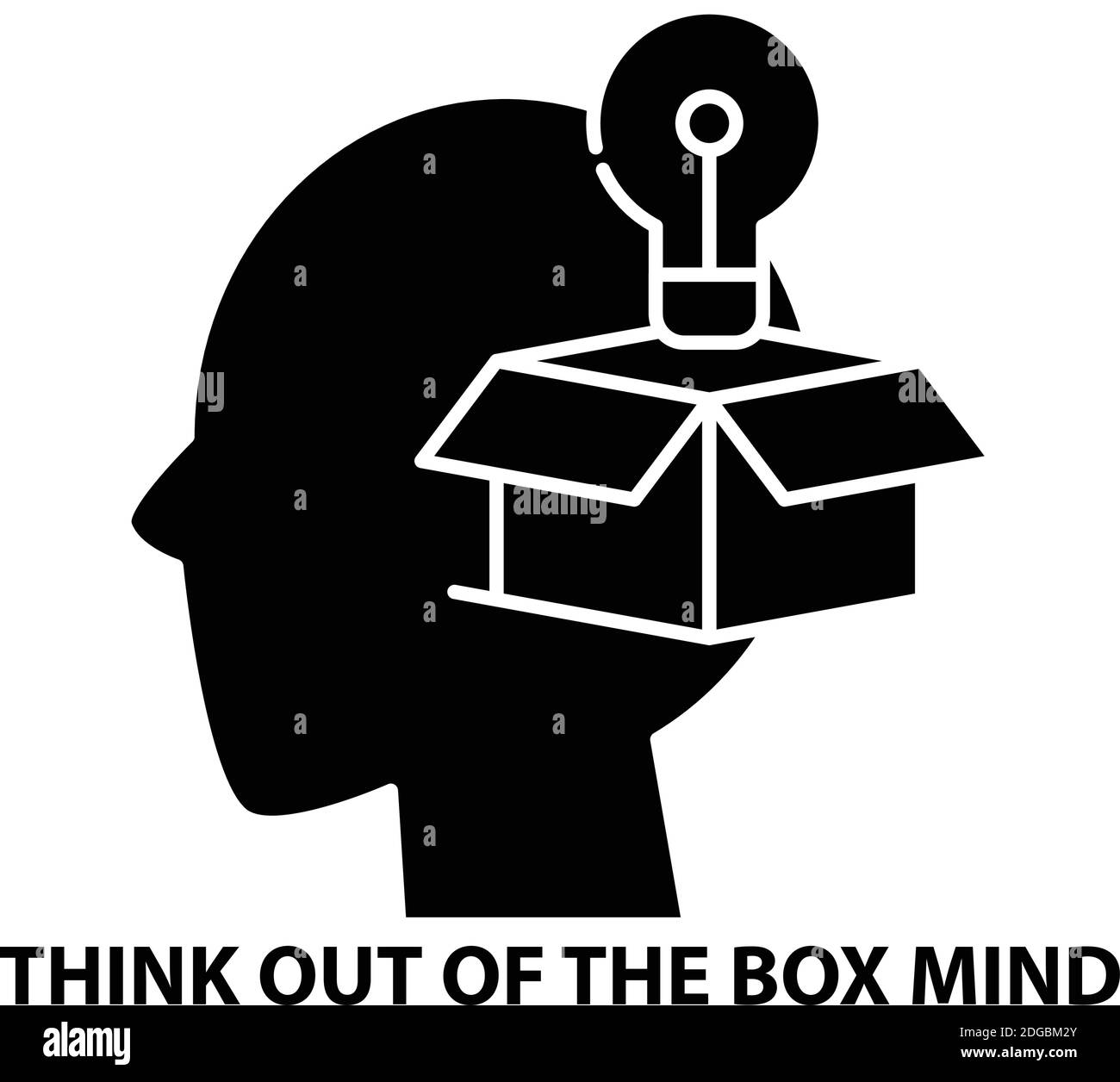 think out of the box mind icon, black vector sign with editable strokes ...