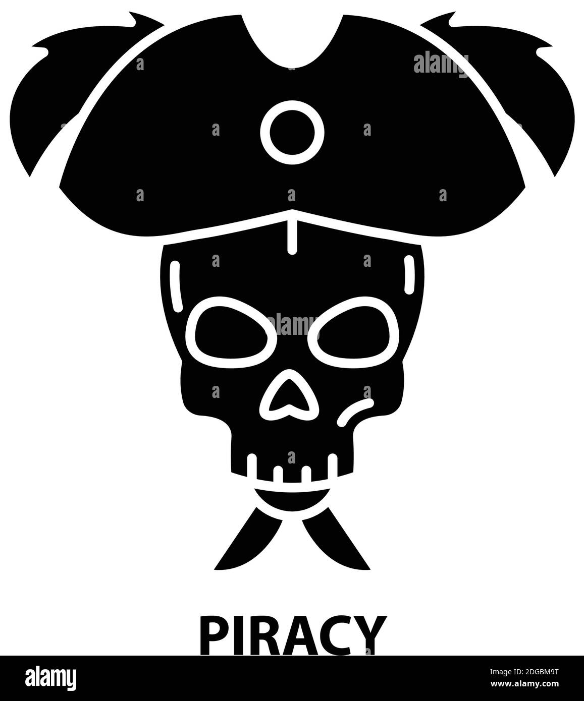 piracy icon, black vector sign with editable strokes, concept ...