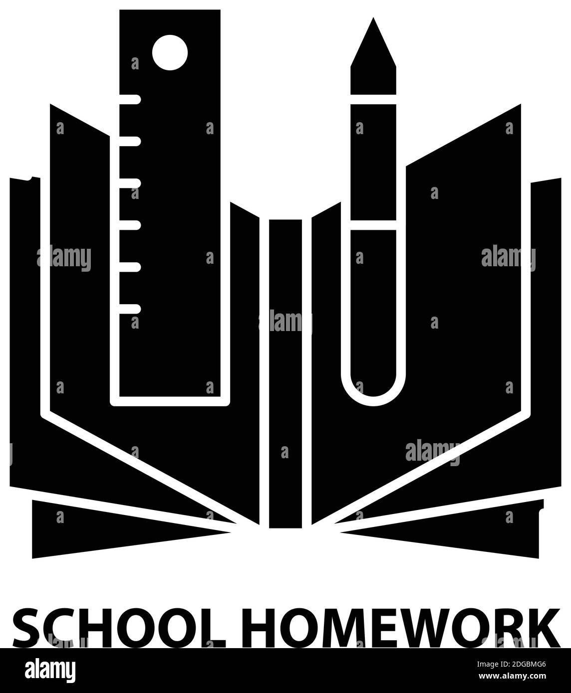 school homework icon, black vector sign with editable strokes, concept ...