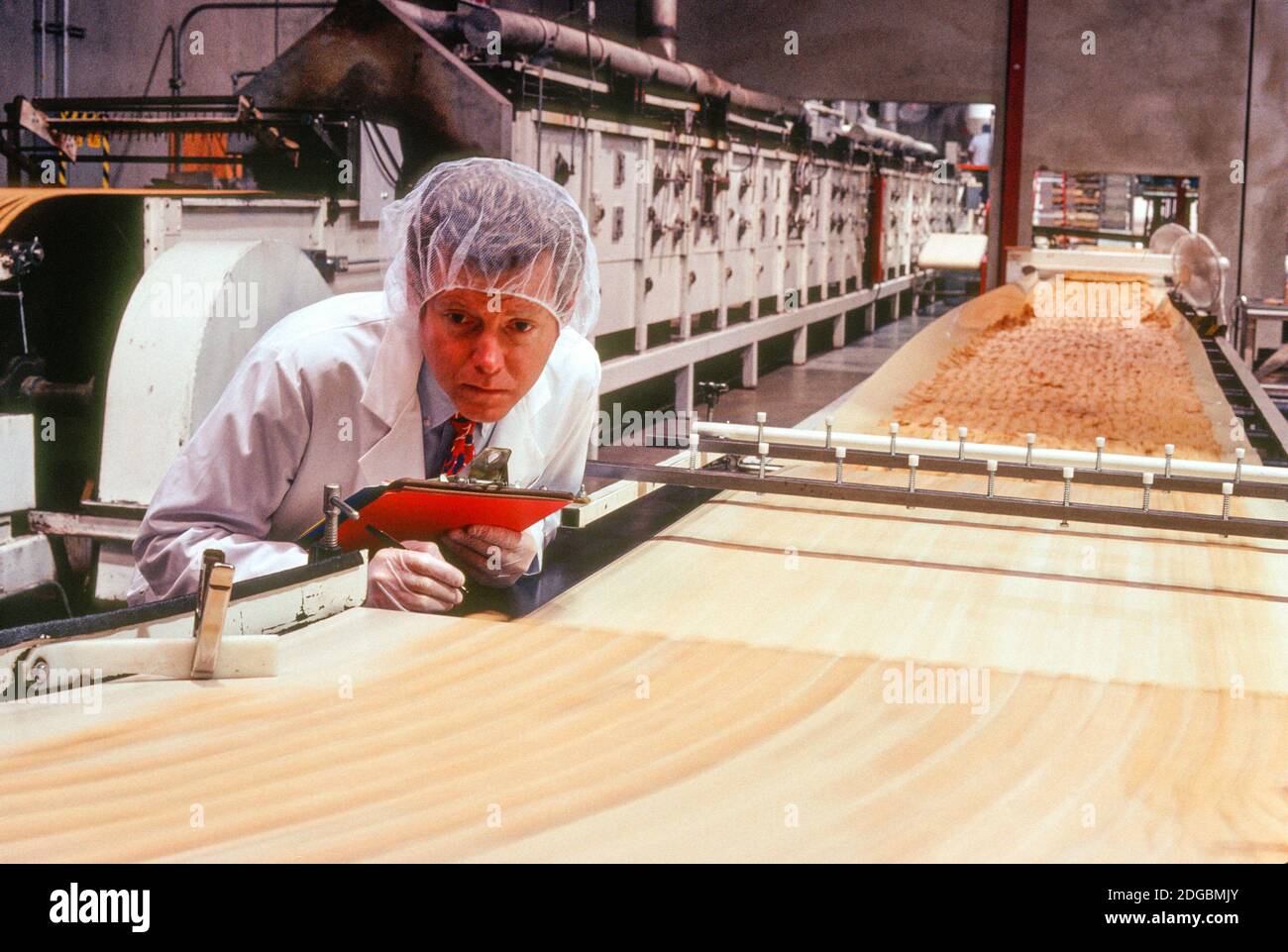Quality control Manger Inspects Cookies on the cooling line, USA Stock ...