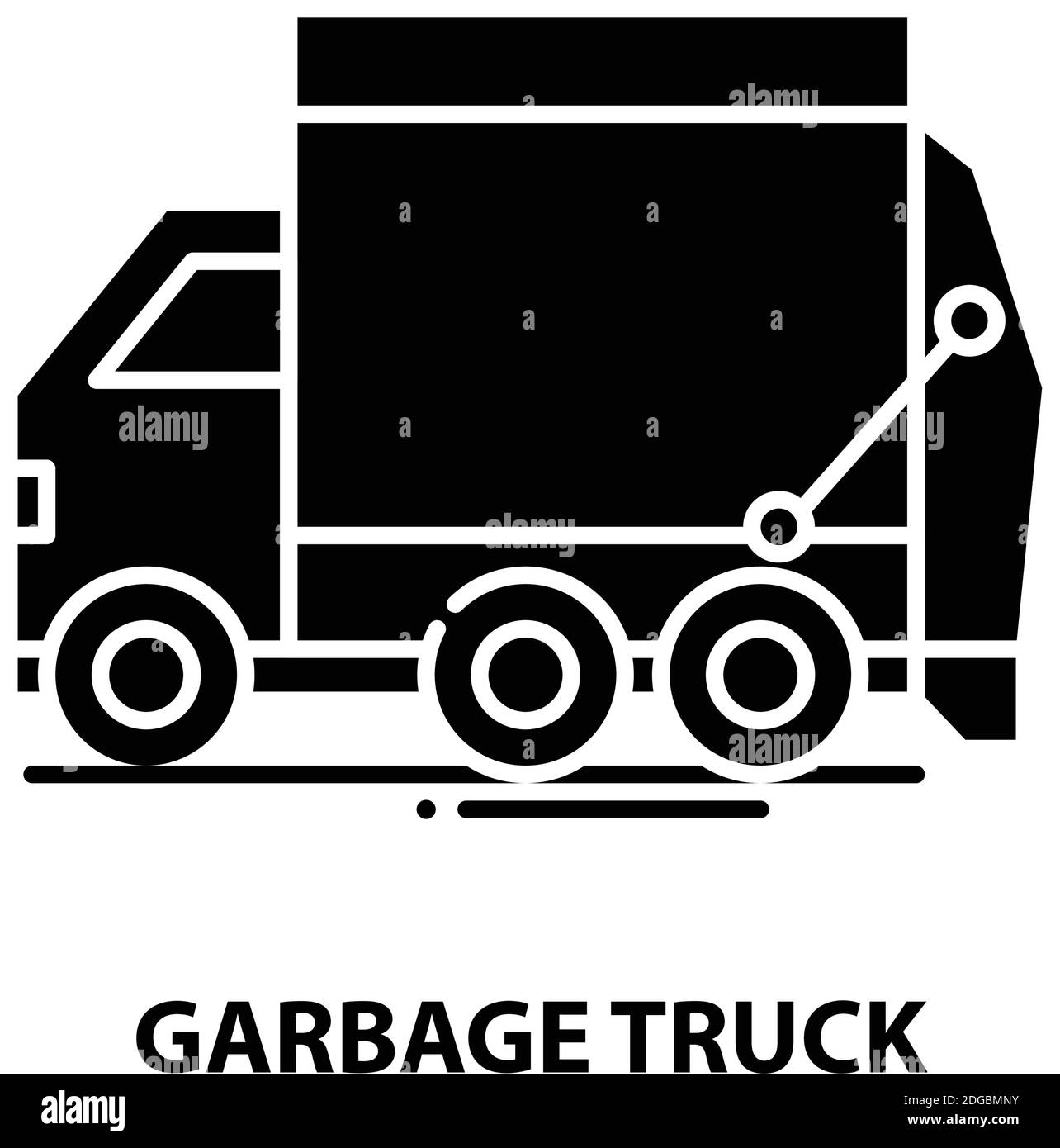 garbage truck symbol icon, black vector sign with editable strokes ...