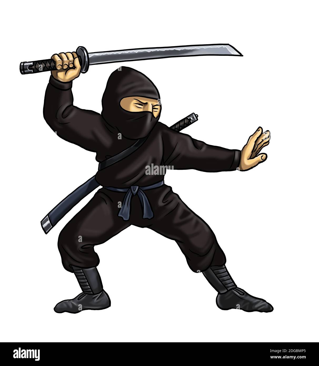 Ninja attack. Template for children with samurai Stock Photo - Alamy