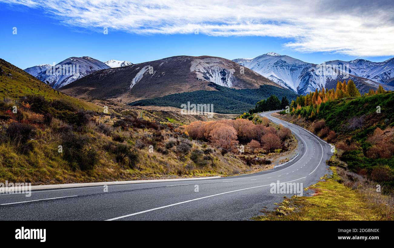Road through rural landscape, South Island, New Zealand Stock Photo - Alamy