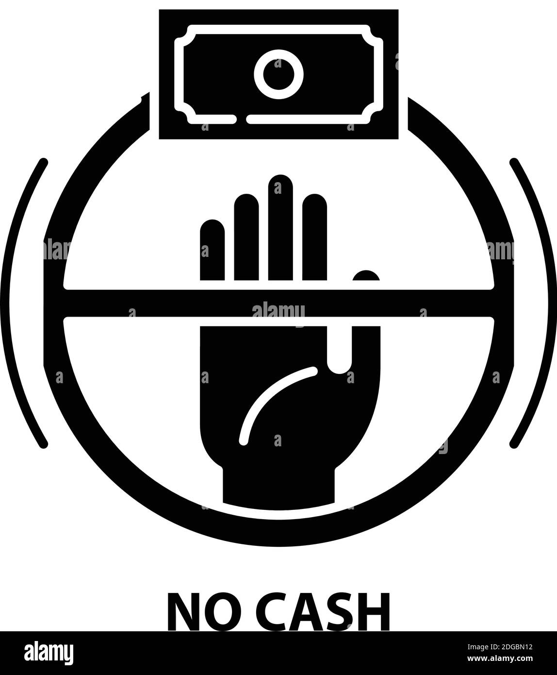 no cash icon, black vector sign with editable strokes, concept ...