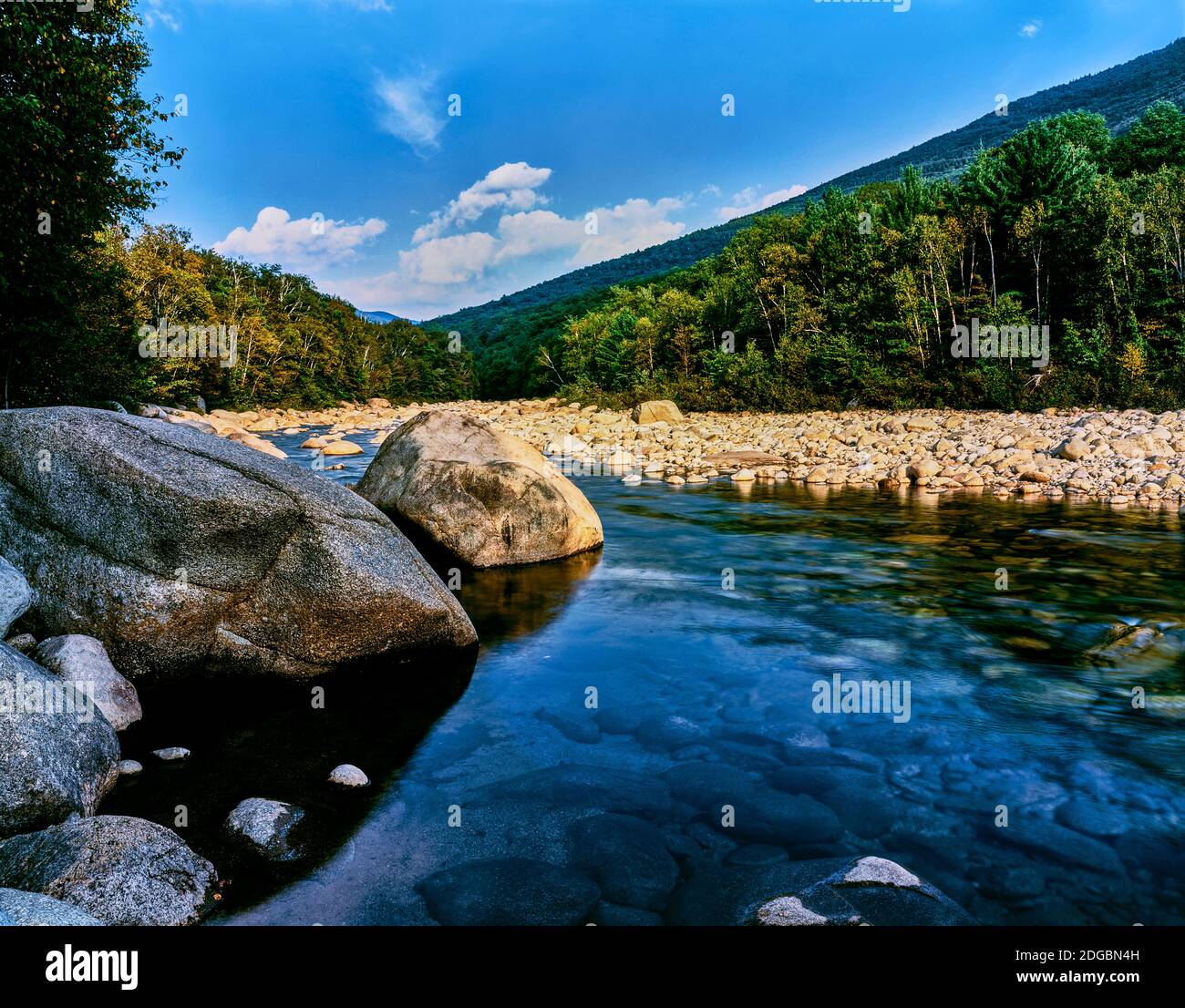 River flowing through a forest, Swift River, Kancamagus Highway, White ...