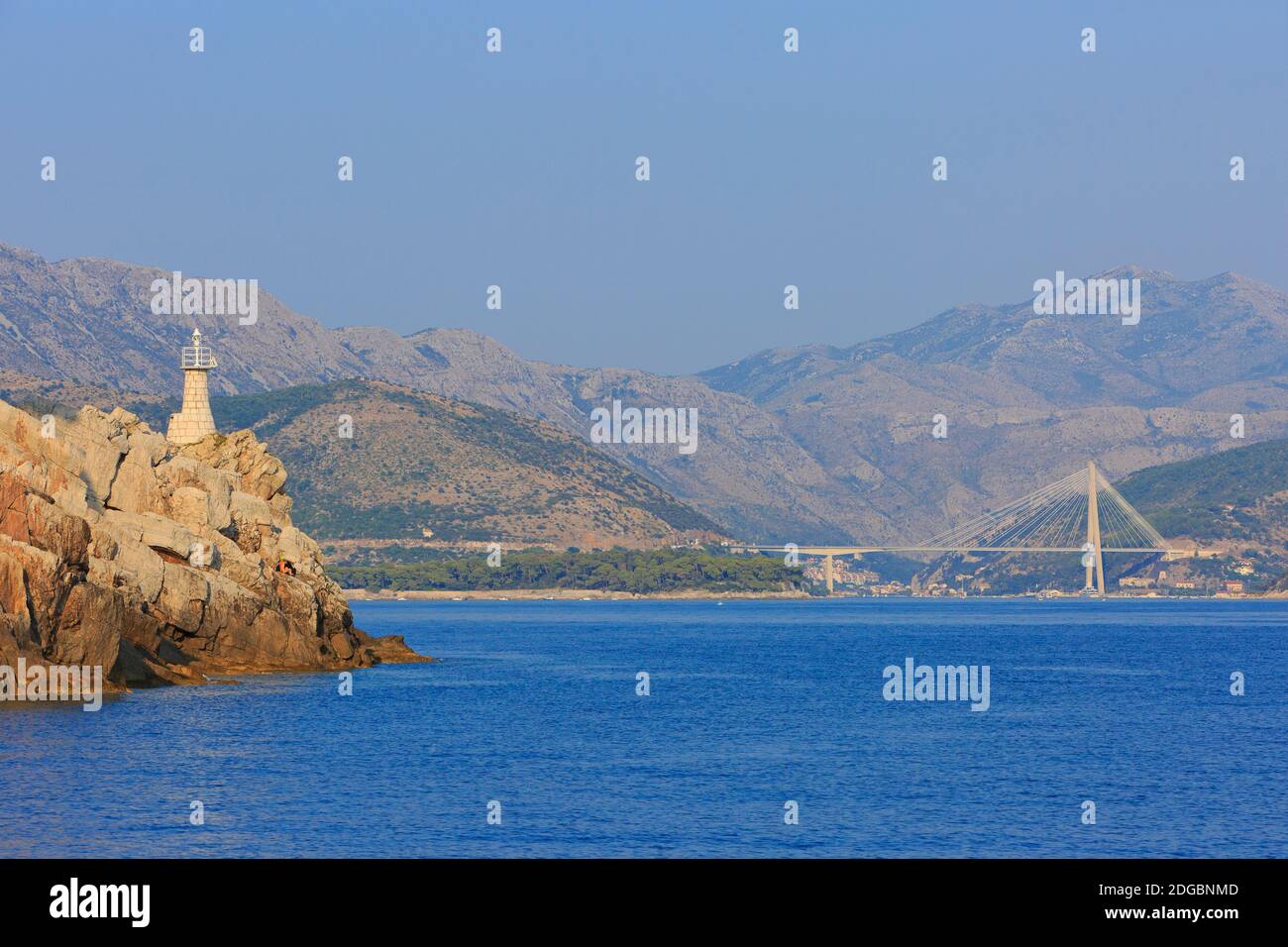 The deck cable-stayed Franjo Tudman Bridge (2002) in Dubrovnik, Croatia ...