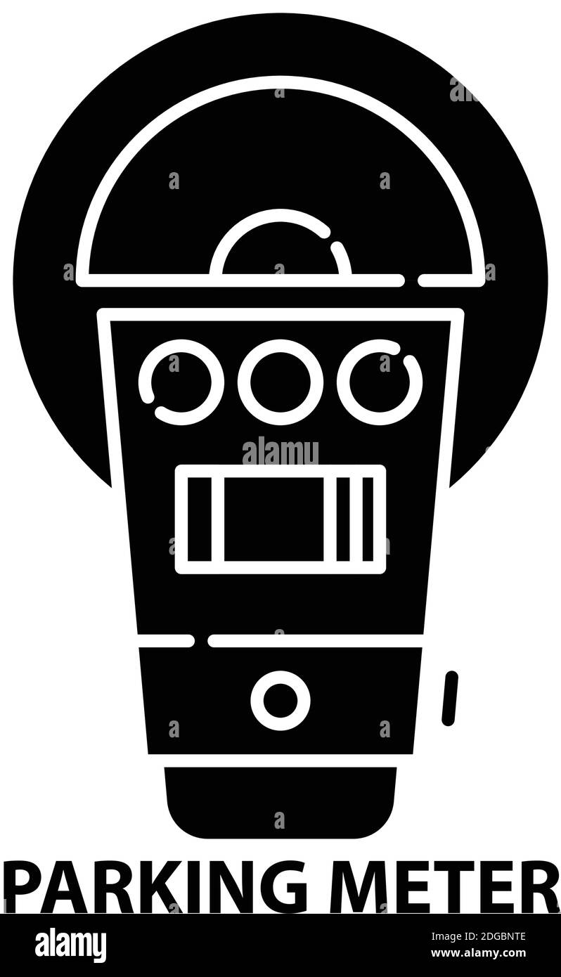 parking meter symbol icon, black vector sign with editable strokes ...
