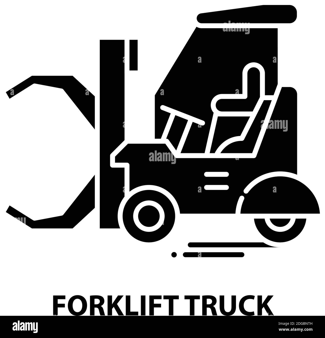 forklift truck icon, black vector sign with editable strokes, concept ...