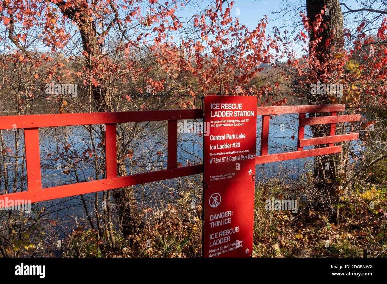 Central Park ,Ice Rescue Ladder Station, New York City, USA Stock Photo ...