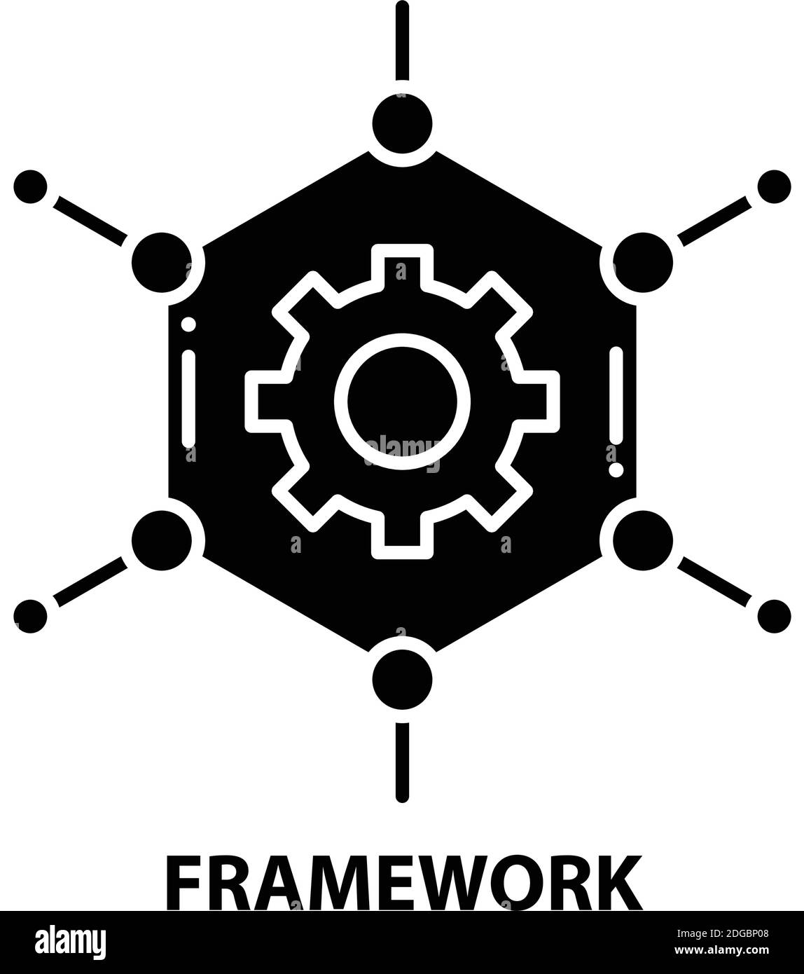 framework icon, black vector sign with editable strokes, concept ...