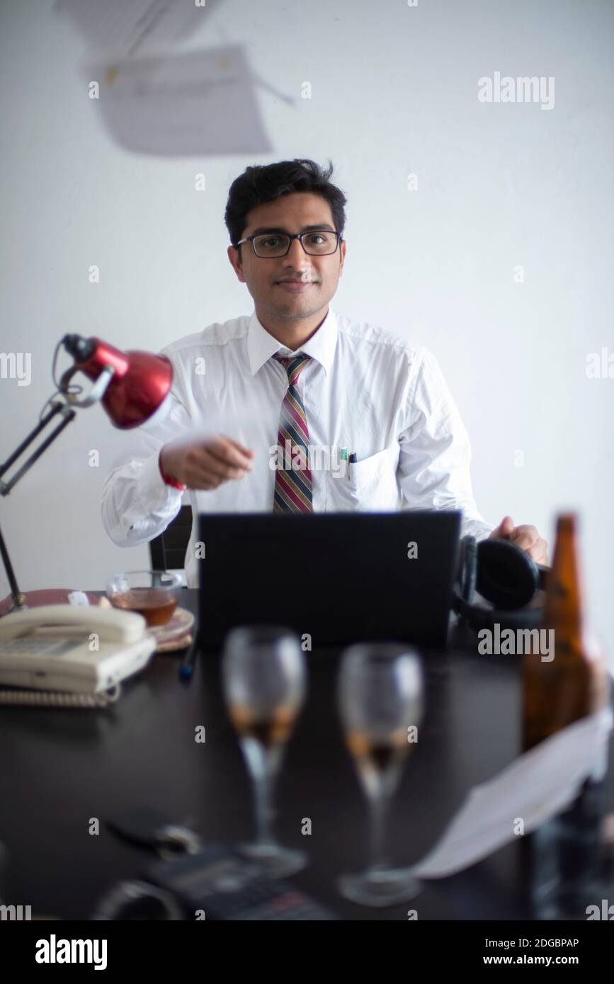 Indian Bengali tall, dark, handsome brunette young man in office wear ...