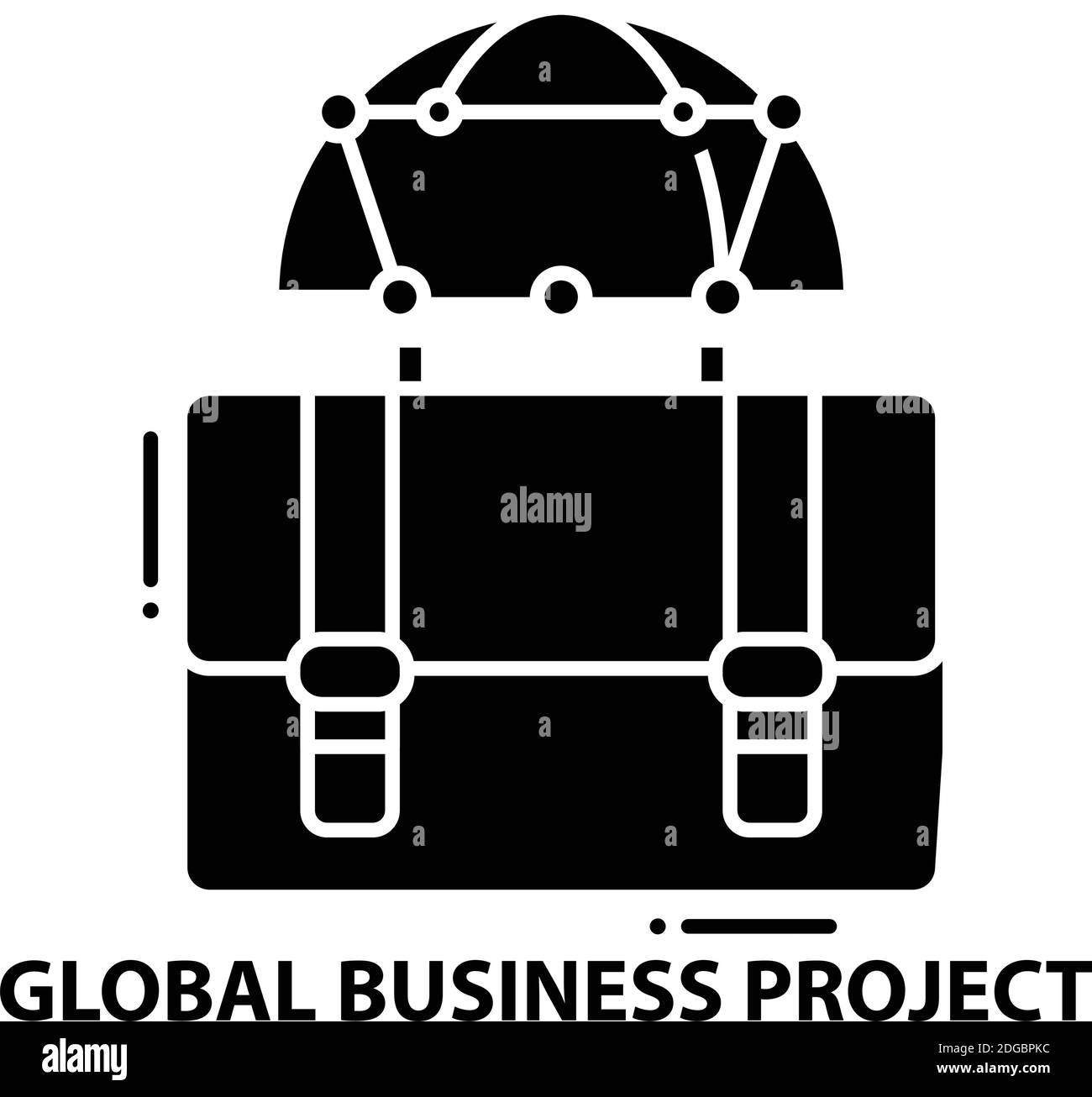 global business project icon, black vector sign with editable strokes ...