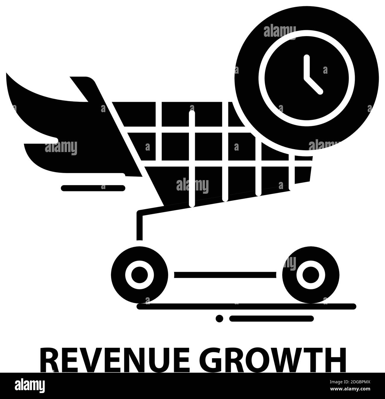 revenue growth icon, black vector sign with editable strokes, concept ...
