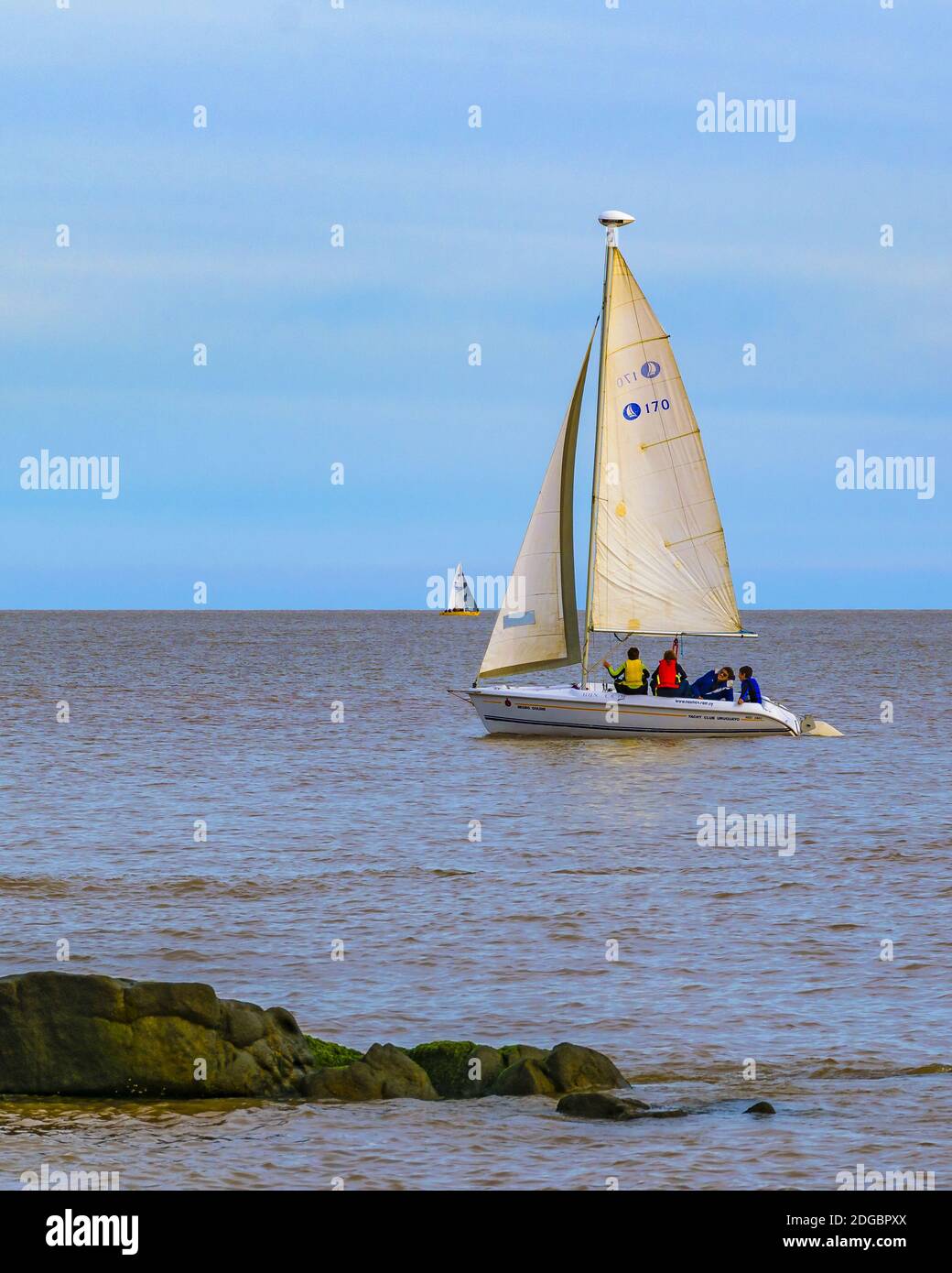 Sailboat at River, Montevideo, Uruguay Stock Photo - Alamy