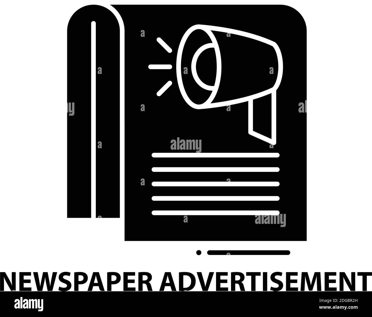 newspaper advertisement icon, black vector sign with editable strokes ...