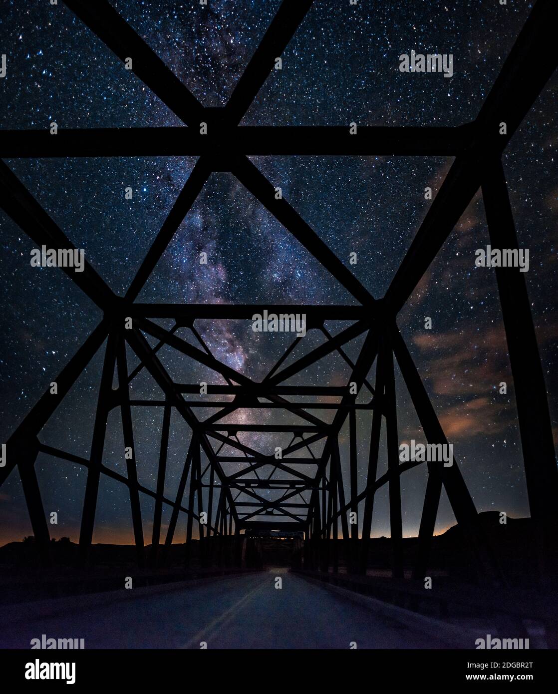 Silhouette of Morrin Bridge at night, Highway 27, Morrin, Alberta ...