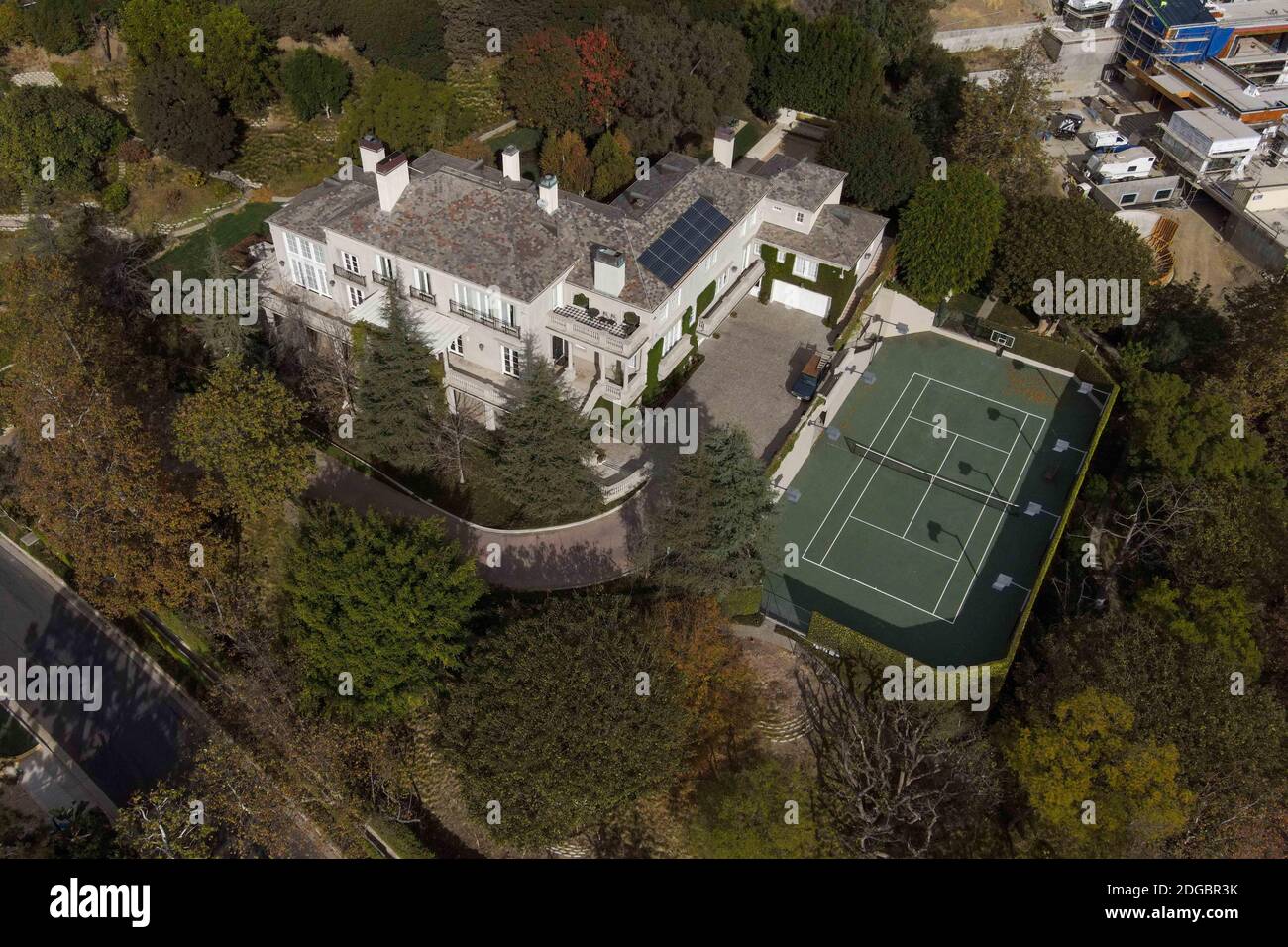 General overall aerial view of 10911 Chalon Road, the home once owned ...