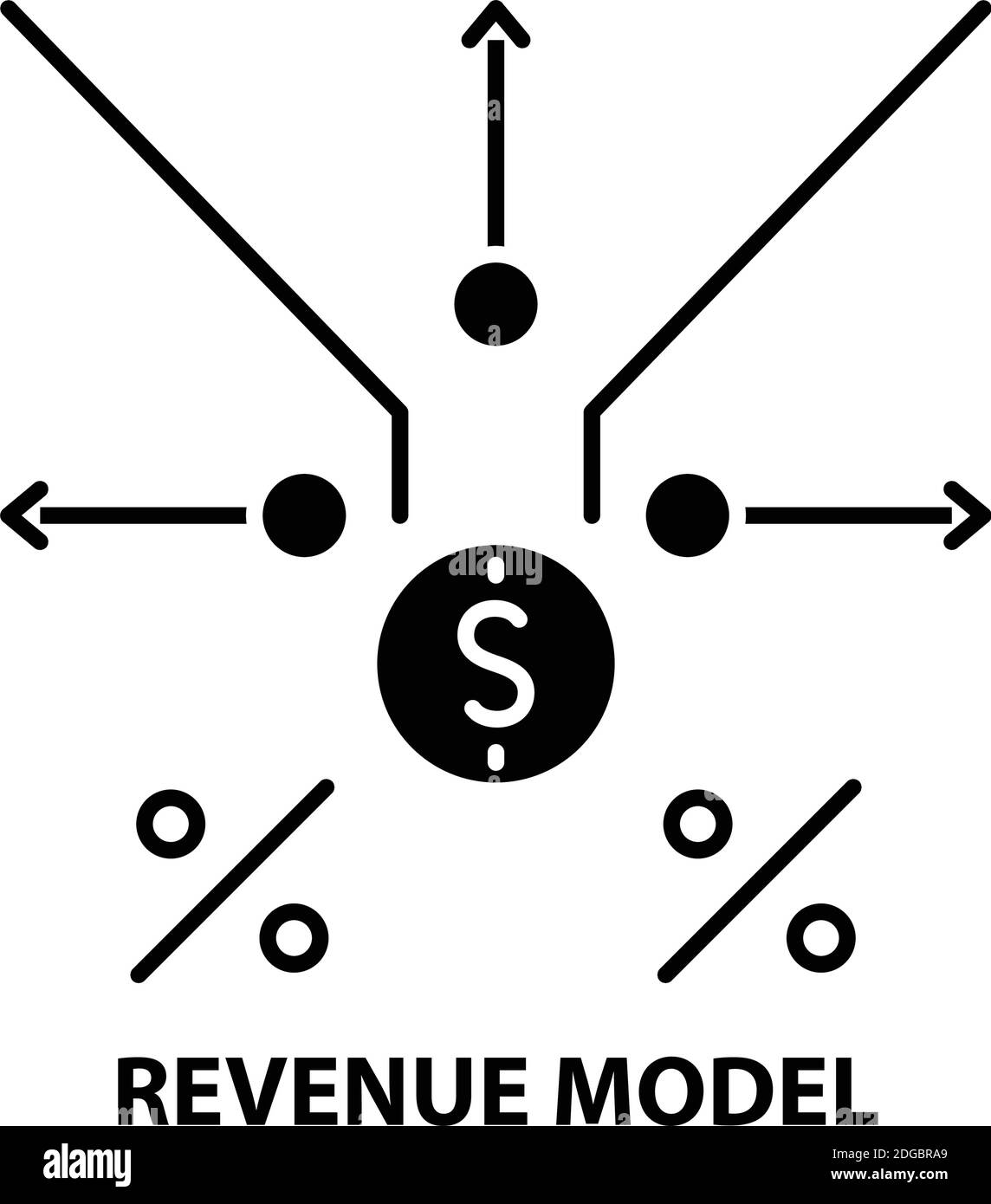 revenue model icon, black vector sign with editable strokes, concept ...