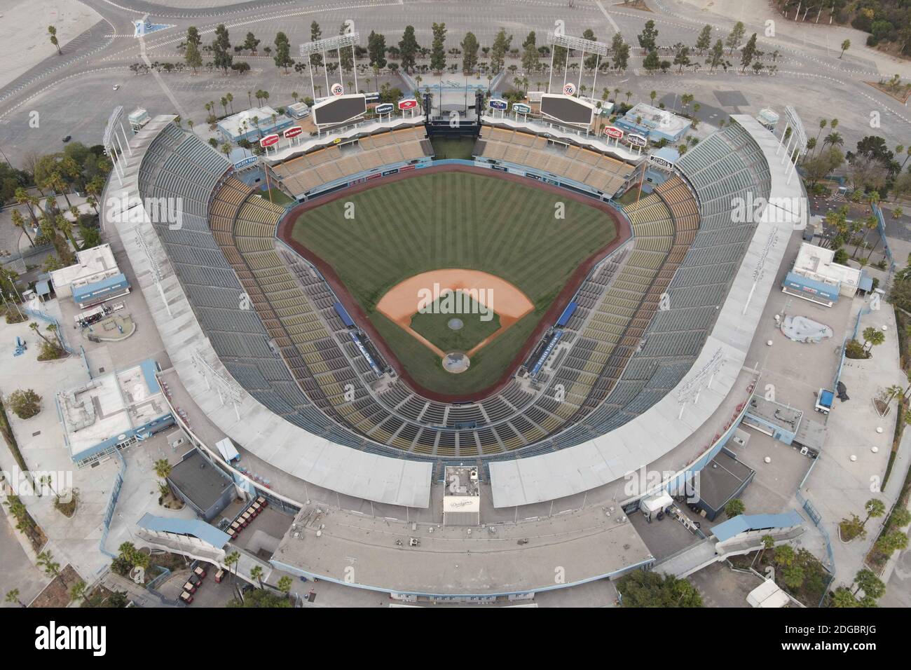 General overall aerial view of Dodger Stadium on Monday, December 7 ...