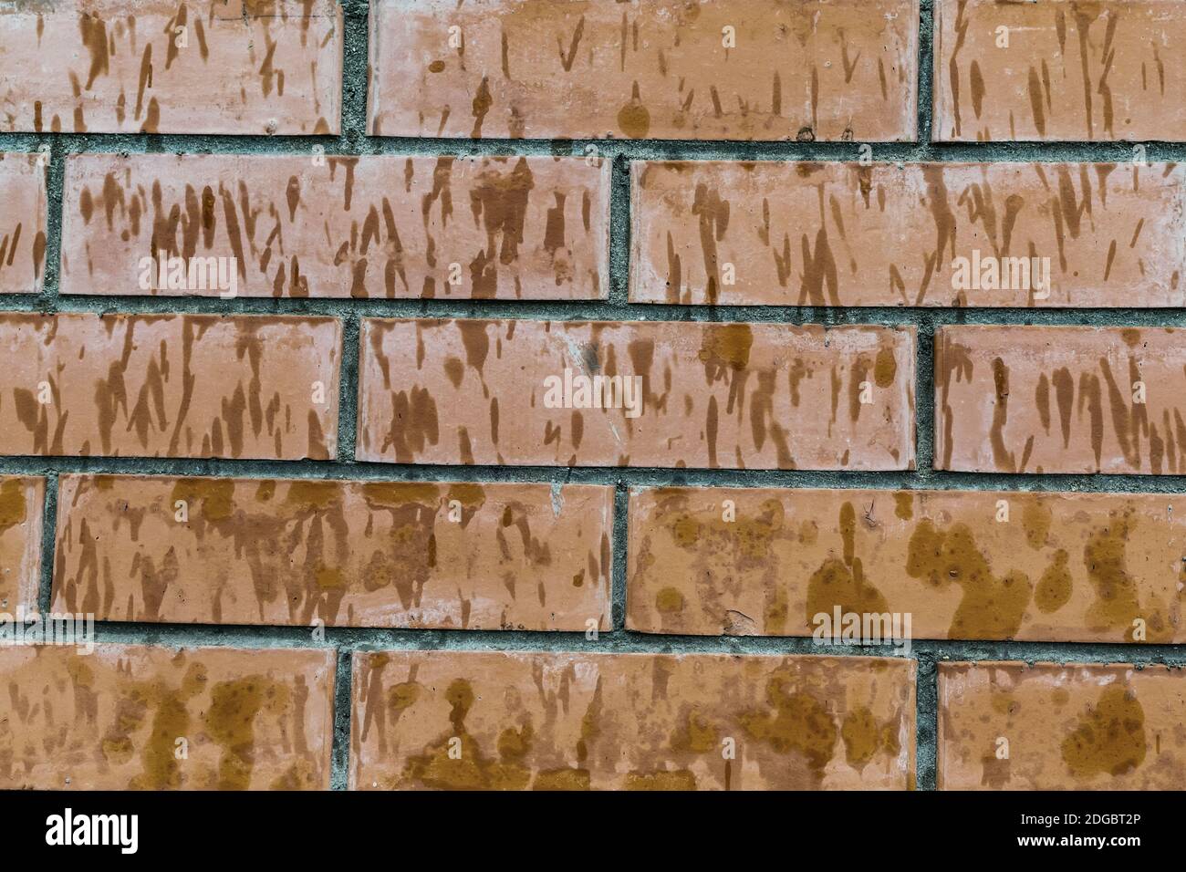 Brown old dirty brick wall consists of rectangular blocks background ...